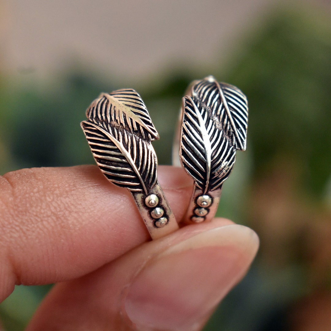 Sterling Silver Leaf Toe Ring, Helix Knuckle Midi Ring, Free Size, READY TO SHIP Indian Foot ...