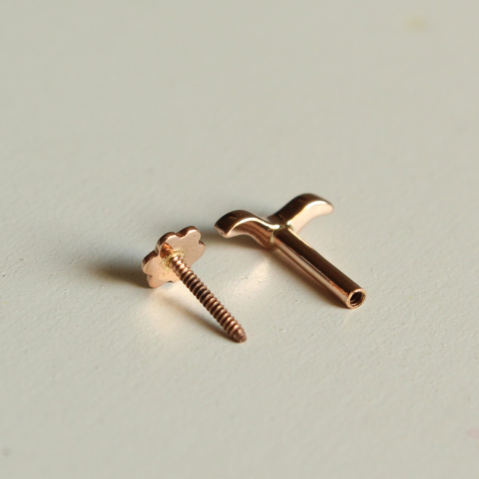 14k 18k Solid Gold Tragus Shaped Earring, Tragus Shaped Stud, Unique ...