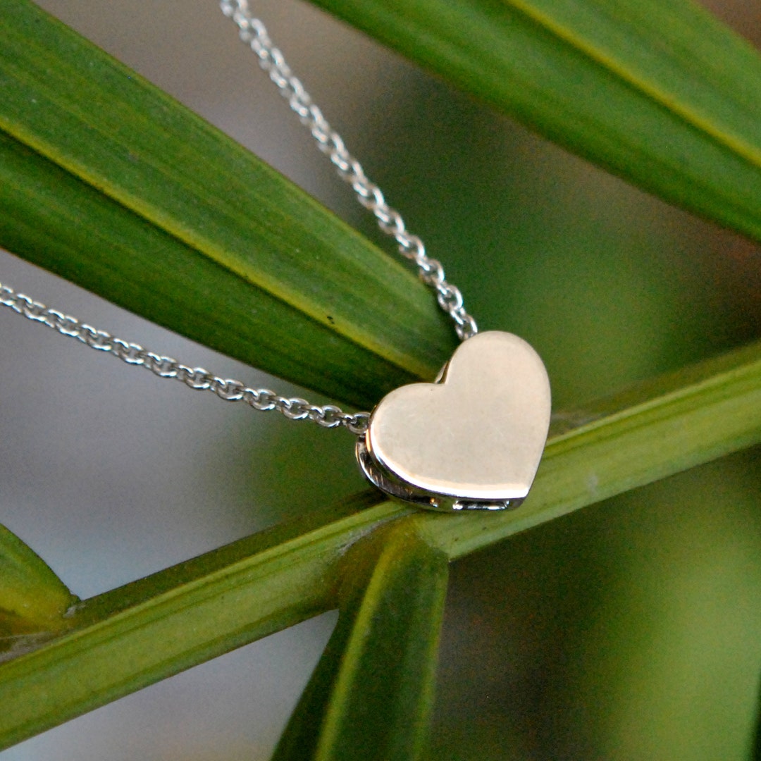 14K Solid Gold Tiny Heart Pendant Necklace, Everyday Small Pendant ...
