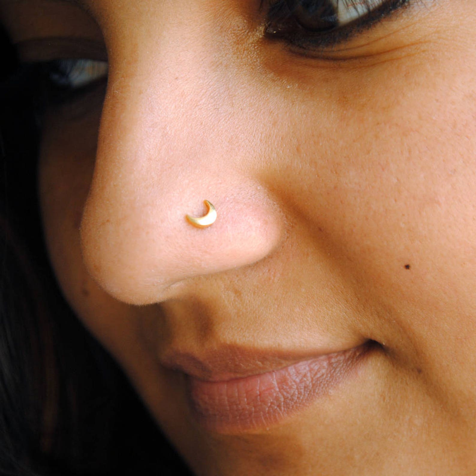 Star Moon 14K Solid Gold C/L Wire 21g Twist Nose Pin | Etsy