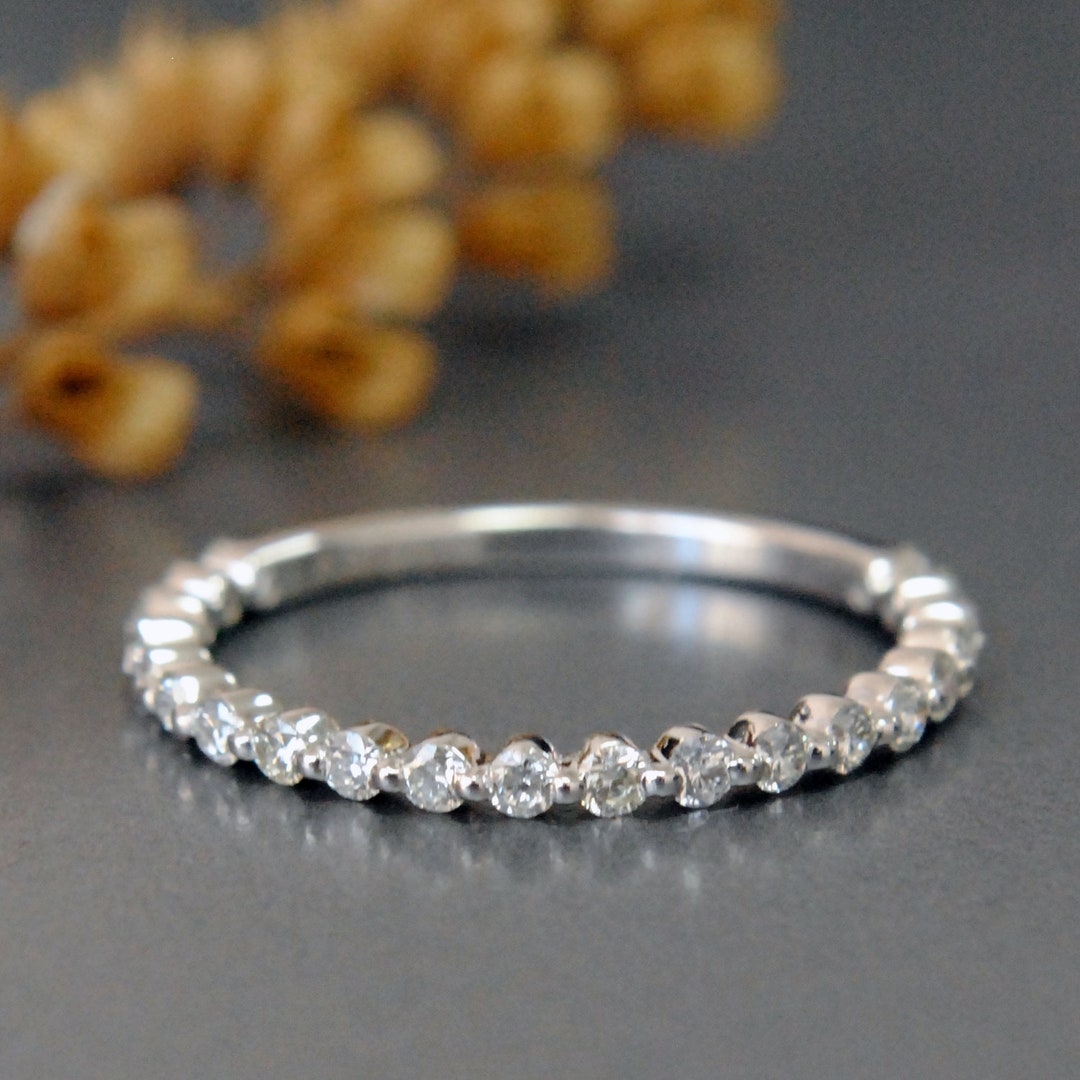 1.5 Mm Two-third Eternity Natural Diamond Band, Single Prong Straight ...