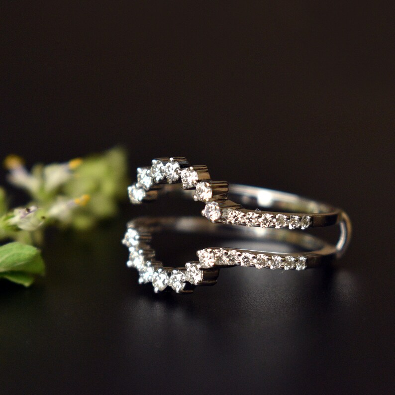 Diamond Ring Guard for Round Solitaire Ring With Studded Band in Solid ...