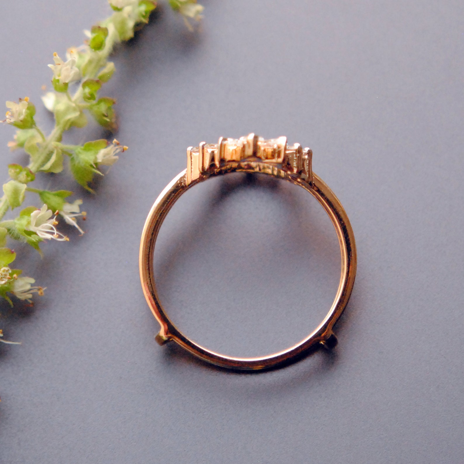 Diamond Ring Guard Enhancer for Oval Engagement Ring 14K Gold | Etsy