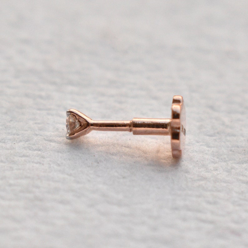 Genuine Diamond 20g Flatback Stud in 14K Solid Gold Nose - Etsy