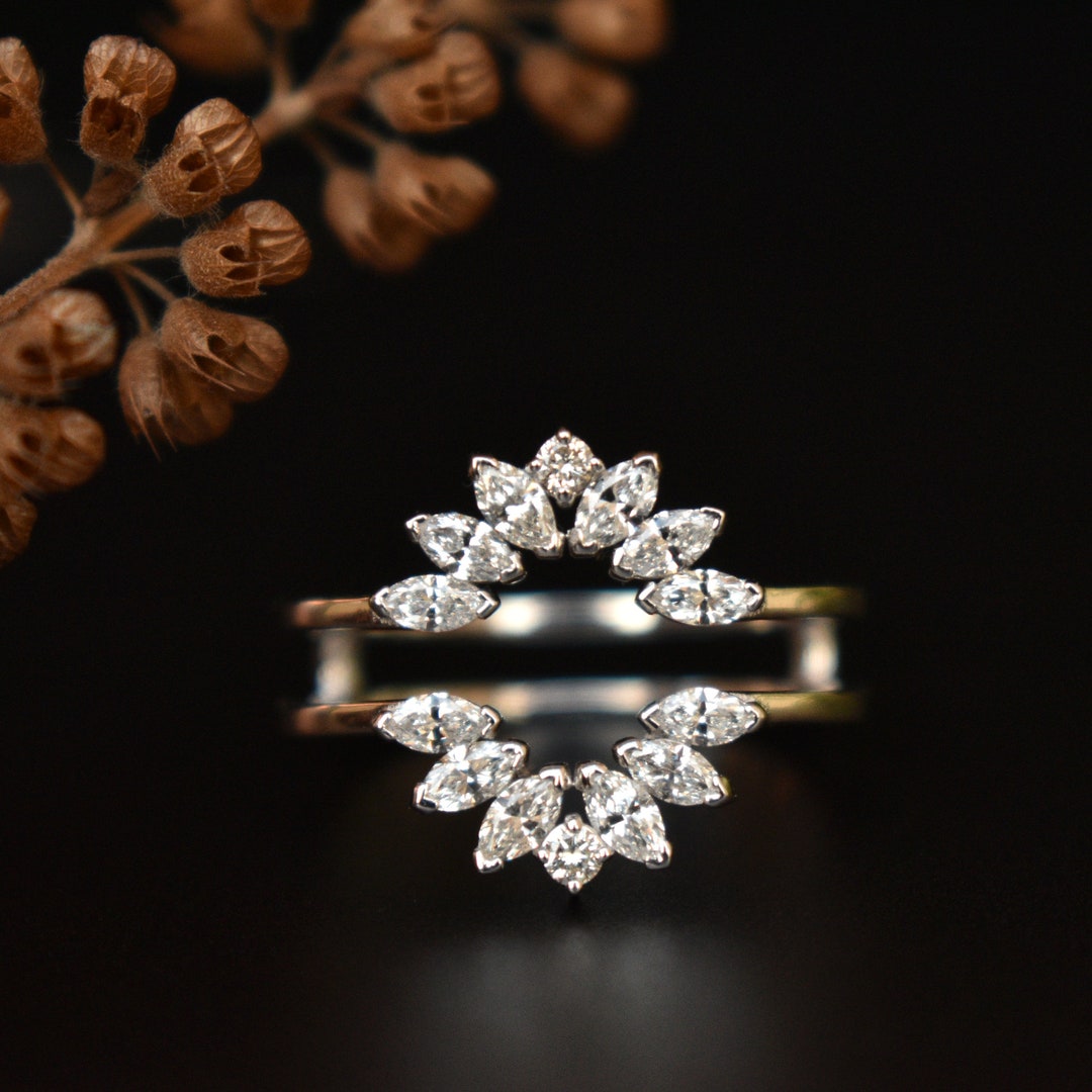 Natural Diamond Ring Enhancer for Oval Ring 14k 18k Solid - Etsy