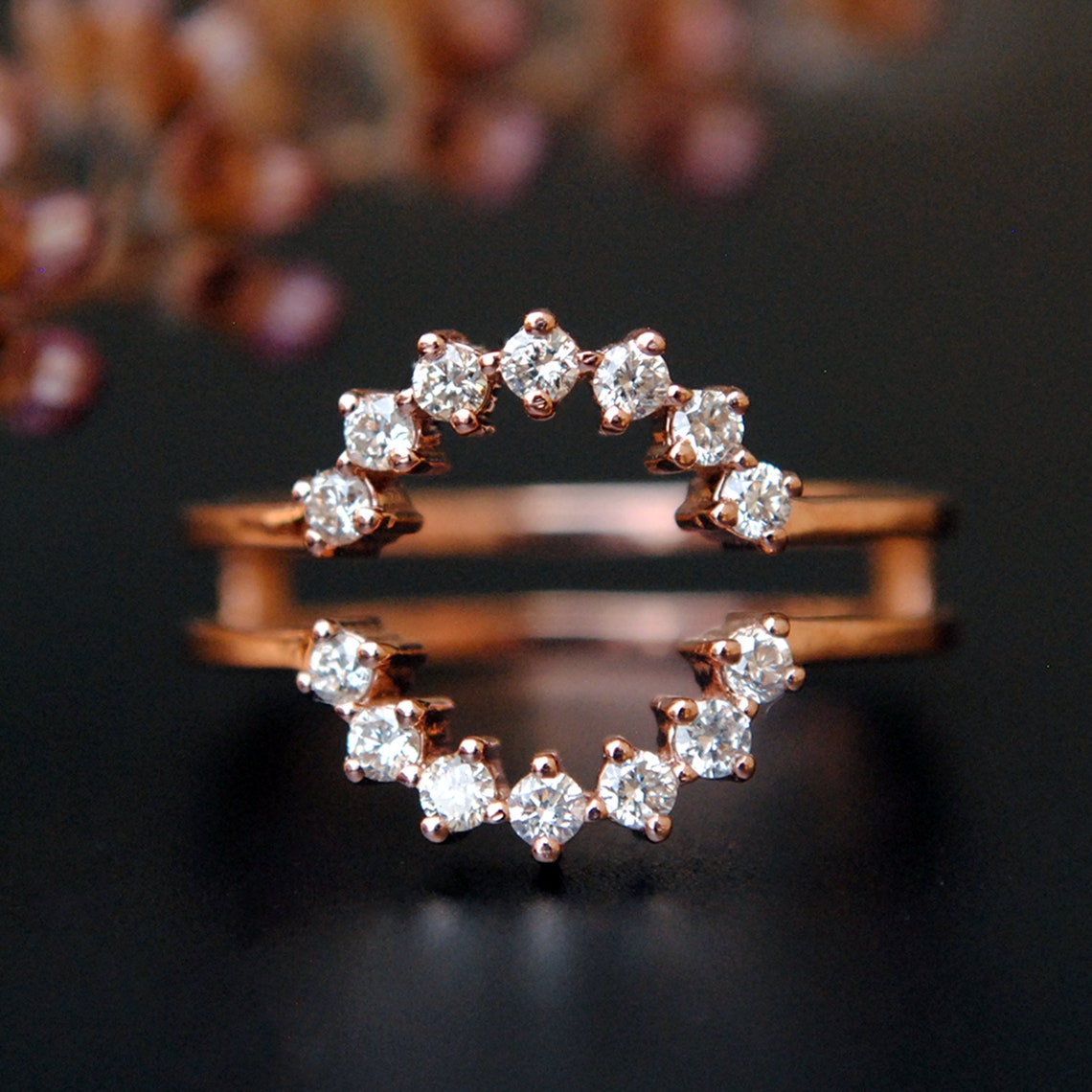 Natural Diamond Ring Guard for Round Diamond Ring 14k 18k - Etsy