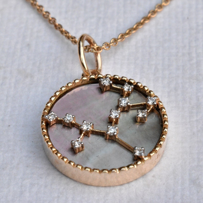 Celestial Diamond Constellation Necklace With Dark Grey MOP - Etsy