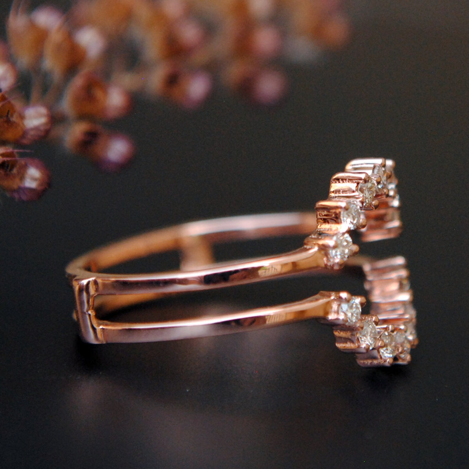 Natural Diamond Ring Guard for Round Diamond Ring 14k 18k - Etsy