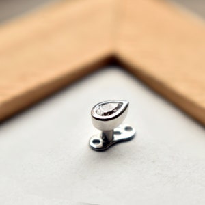 Natural Diamond Dermal Piercing Stud, 14K 18K Solid Gold Top With ...