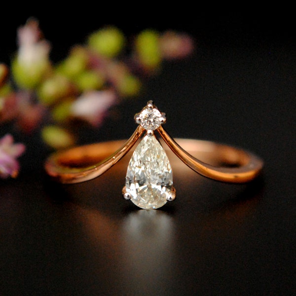 Pear Diamond Ring - Etsy