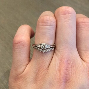 Natural Diamond Curved Wedding Band: 14k 18k Solid Gold Nesting Ring - Etsy