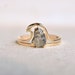 Gray Rough Diamond Wave Ring Set, 14K Solid Yellow Gold Rings, Ocean ...