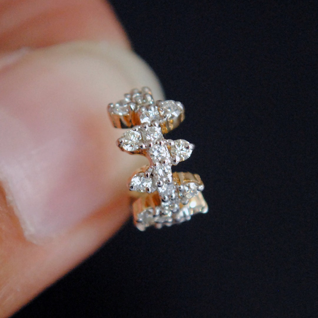 6-13mm Asymmetric Diamond Clicker Hoop, 14k 18k Solid Gold Helix Nose ...