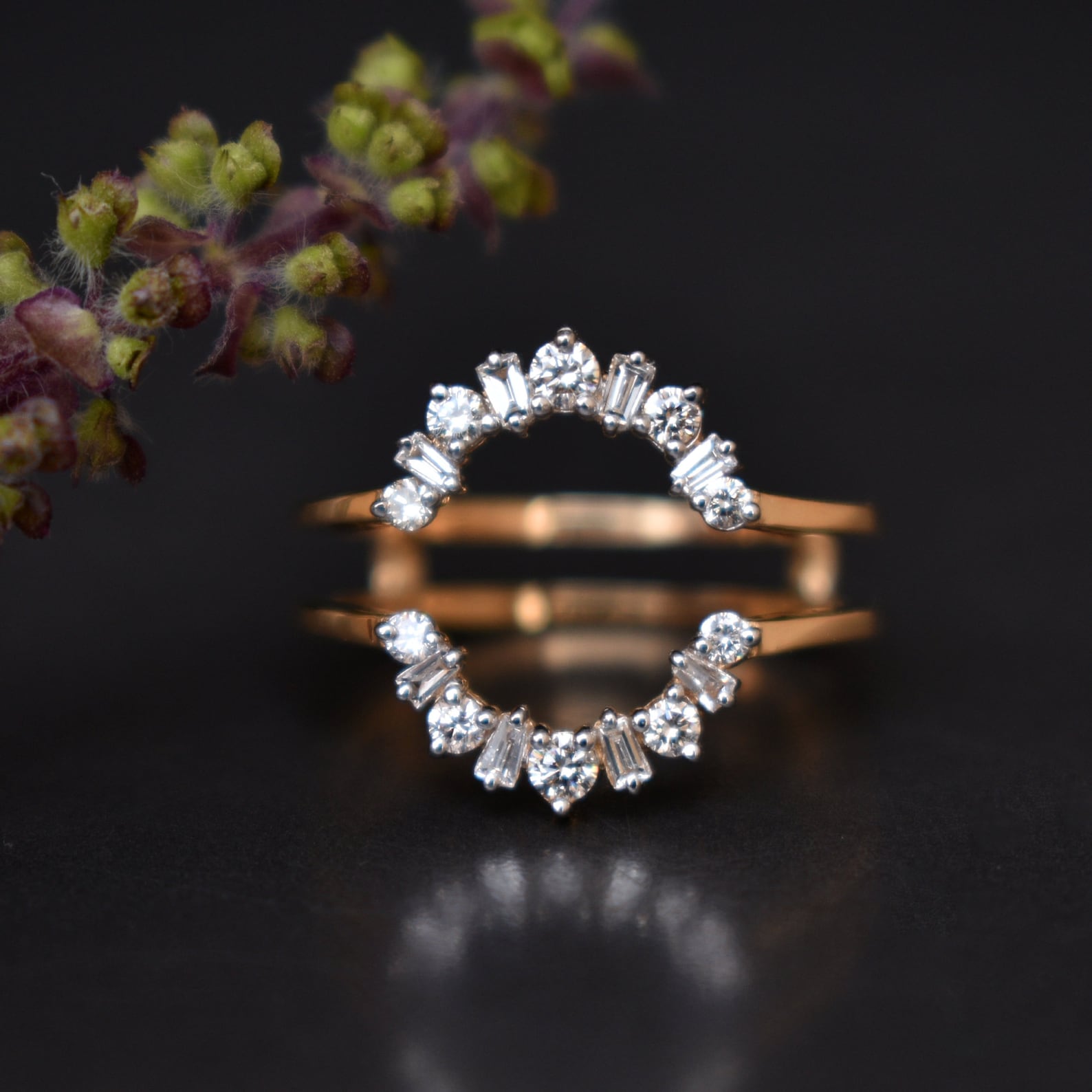 Natural Diamond Ring Guard Oval Flower Shaped Engagement Ring - Etsy