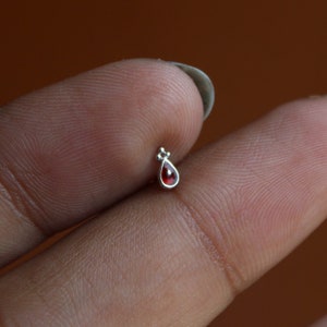 14k 18k Solid Gold Red Enamel Nose Stud, 22g C/L Twist Wire Pear ...