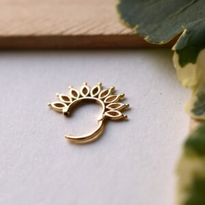 14k 18k Solid Gold Sunflower Daith Piercing, Flower Petal Septum ...