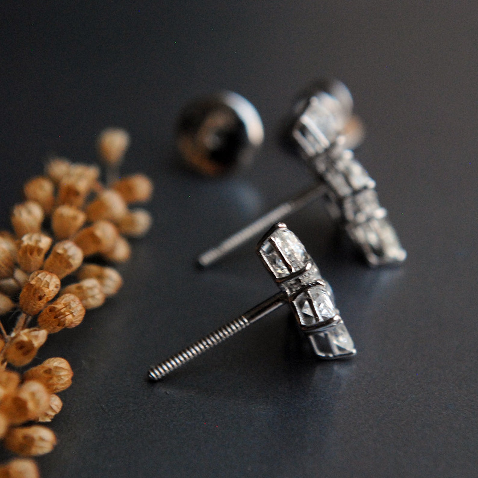 Big Pear Natural Diamond Cluster Ear Clips, 14k 18k Solid Gold Bridal ...