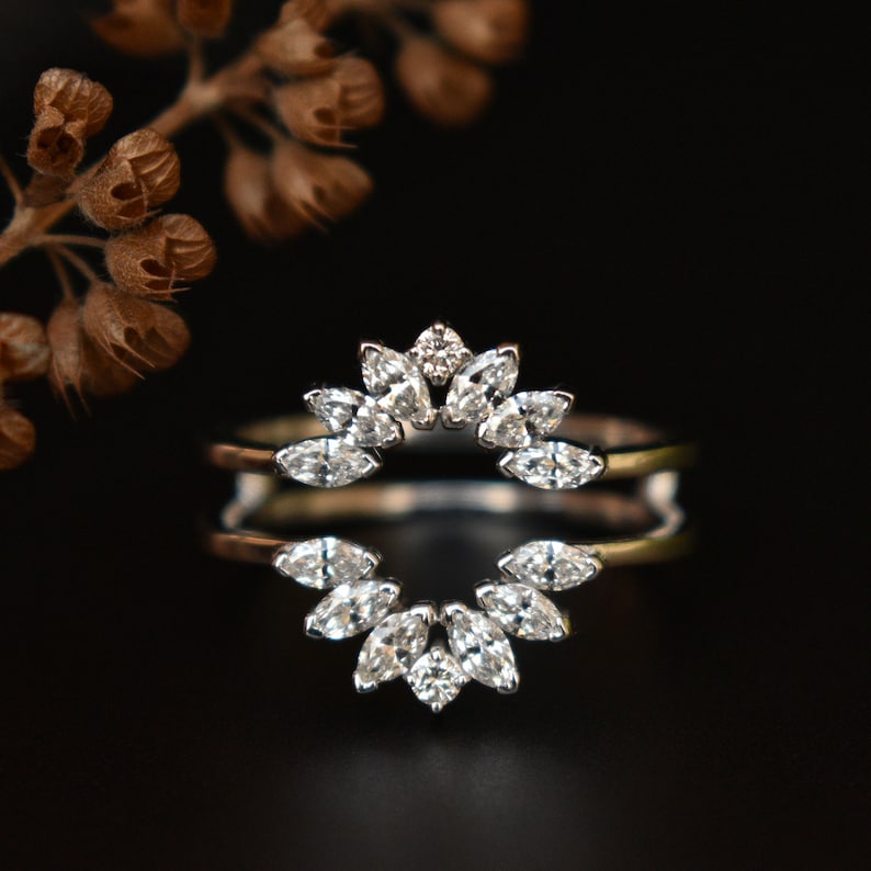 Natural Diamond Ring Enhancer for Oval Ring 14k 18k Solid - Etsy