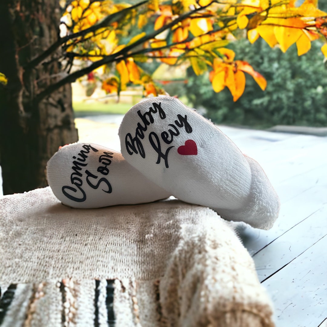Baby Announcement Socks With Name Custom Baby Socks Newborn Socks ...