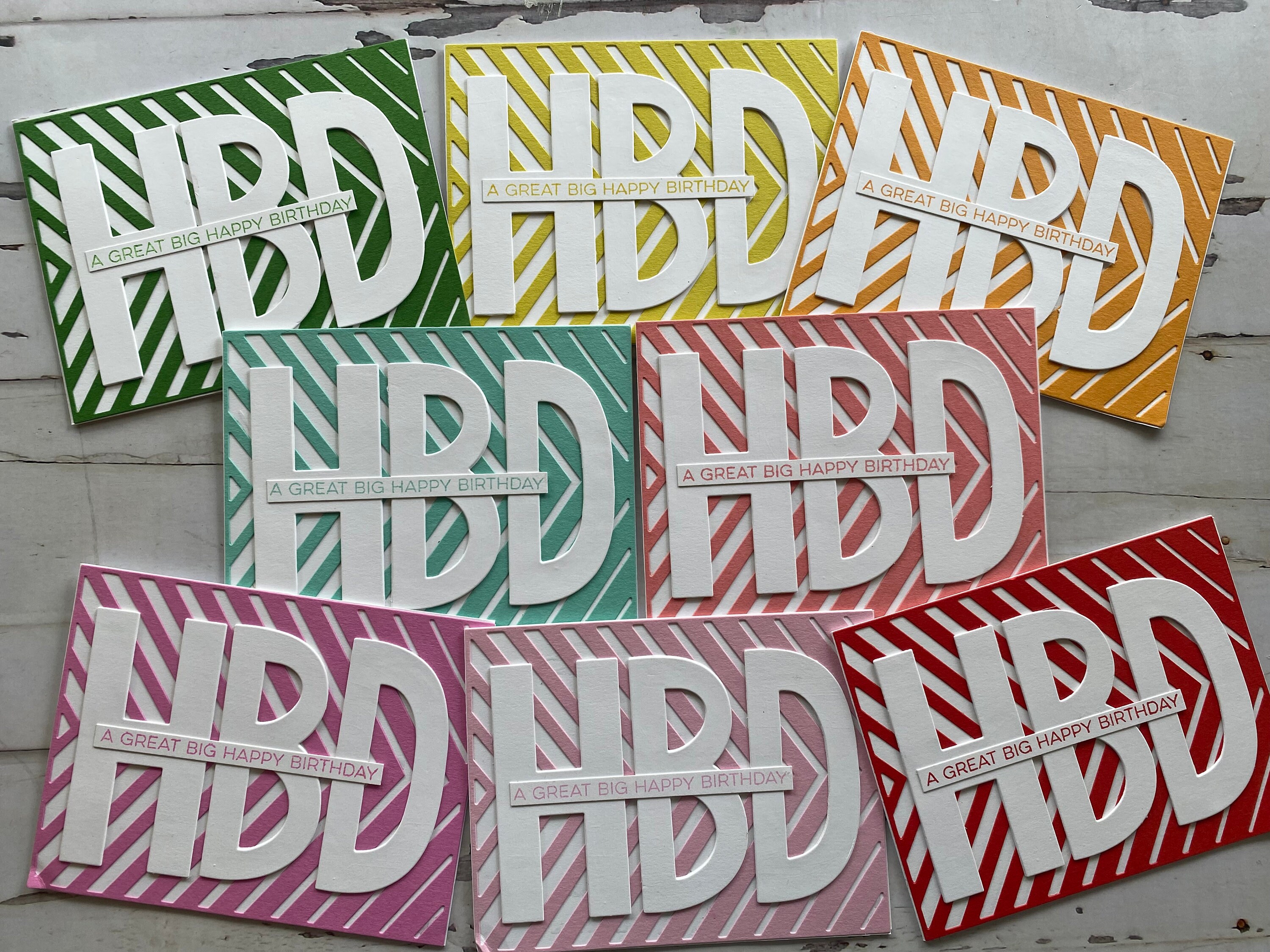 Z HBD Big Happy Birthday Handmade Cards Set of 8 - Etsy