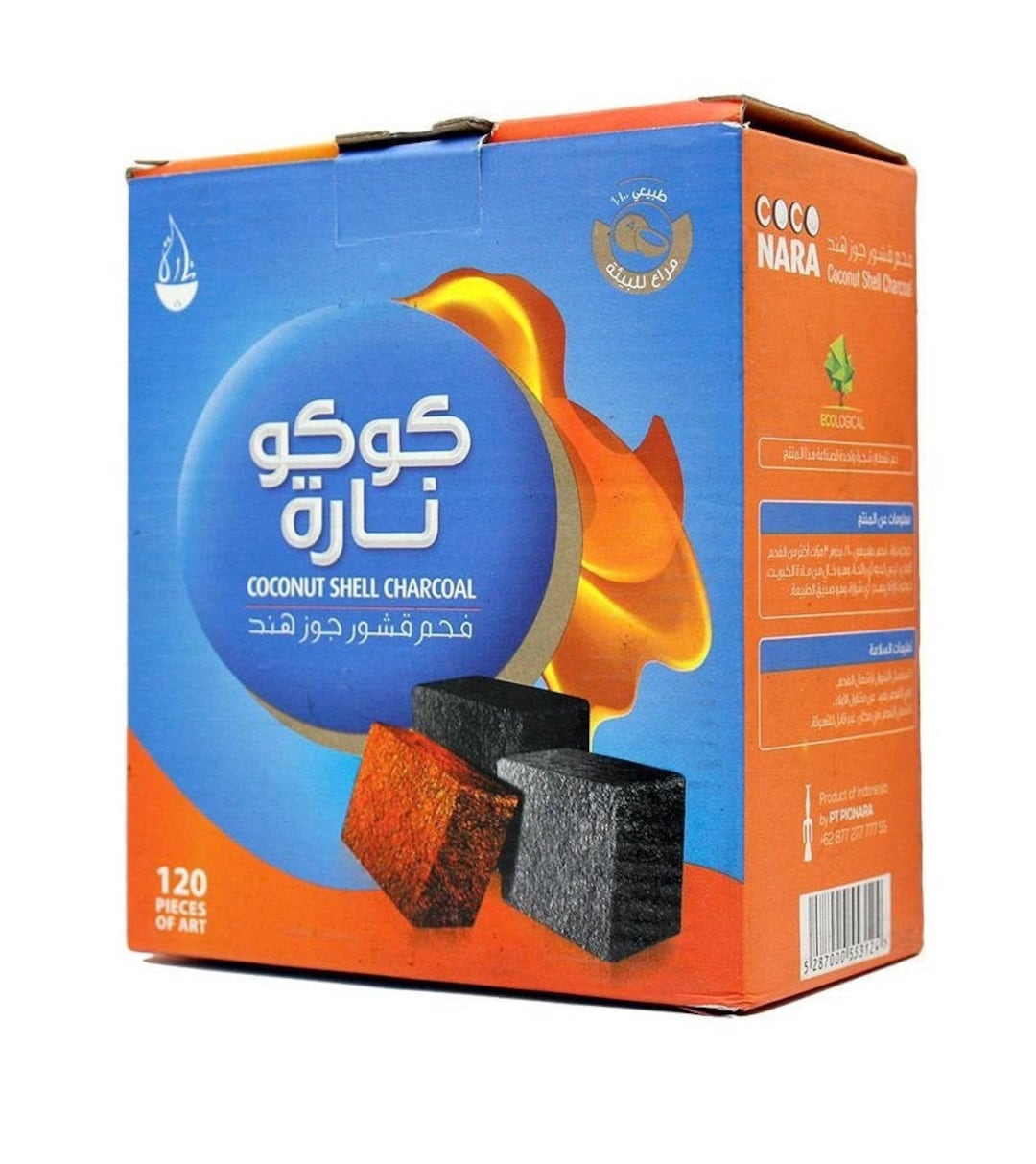 120 Coco Nara Cubic Charcoal Large Natural Coconut Shell Hookah Incense ...