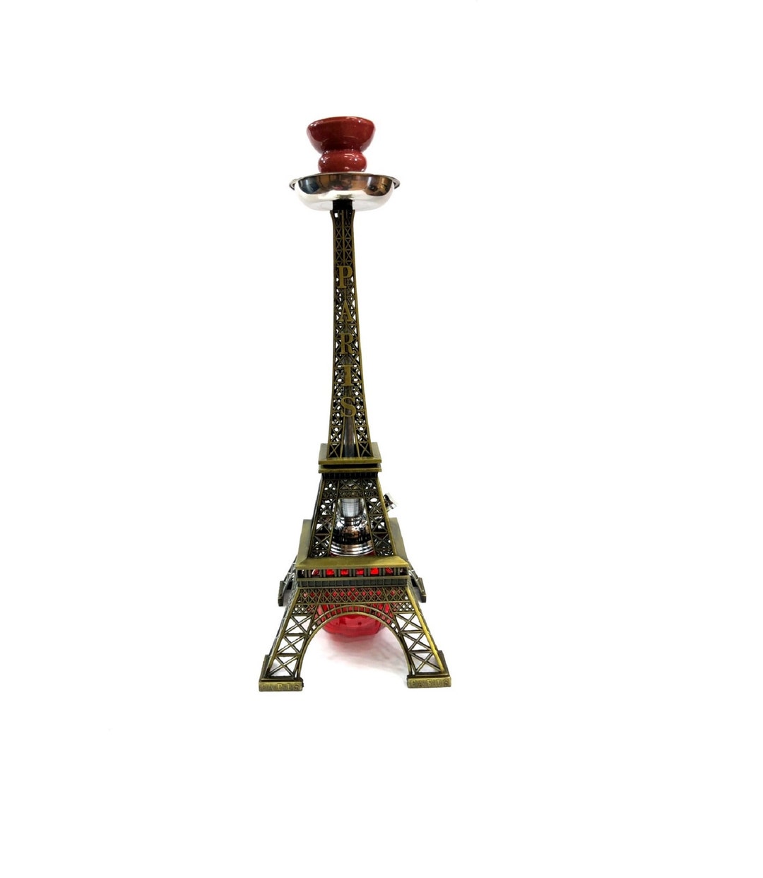 EIFFEL TOWER PARIS Brass Frame 1 Hose Hookah Shisha Glass Pipe Tobacco ...