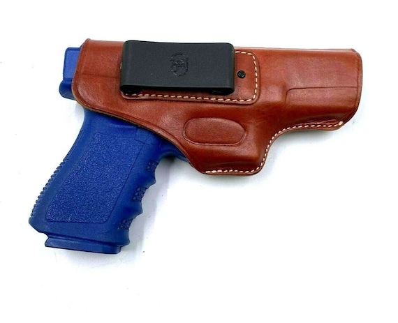 Tan GLOCK Gun Holster Leather Belt OWB PANCAKE Butterfly Thumb | Etsy