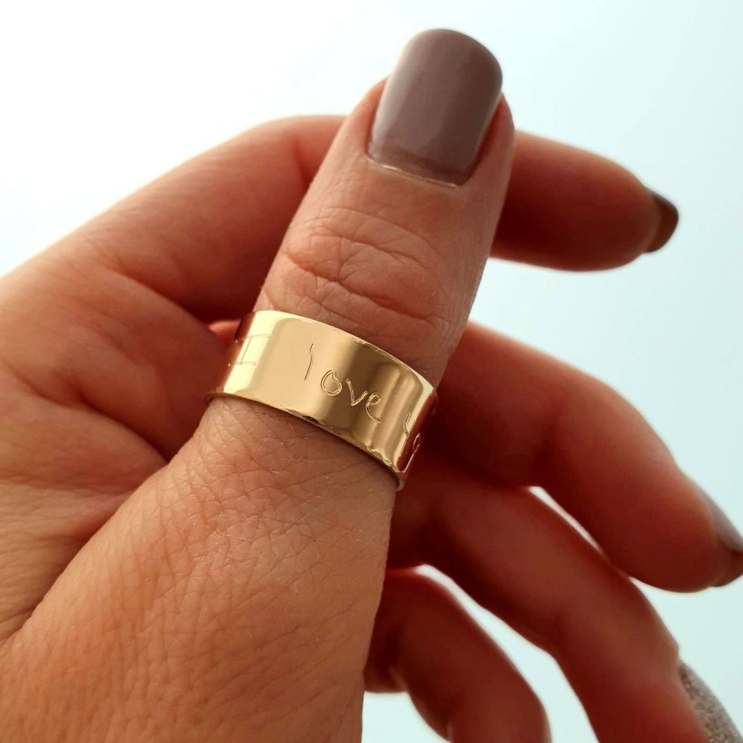 Gold Filled Thumb Ring, Gold Cigar Band Cuff. Wide Boho Thumb Ring for ...