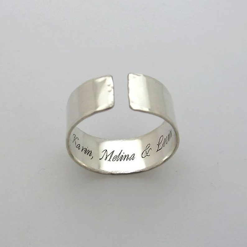 Engraved Sterling Silver Ring Women Personalized Quote Rings Custom ...