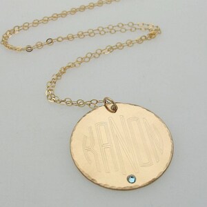 Large Monogram Disc Necklace Gold Monogrammed Necklace - Etsy