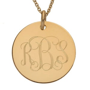 Monogram Disc Necklace Gold Initial Pendant Personalized - Etsy