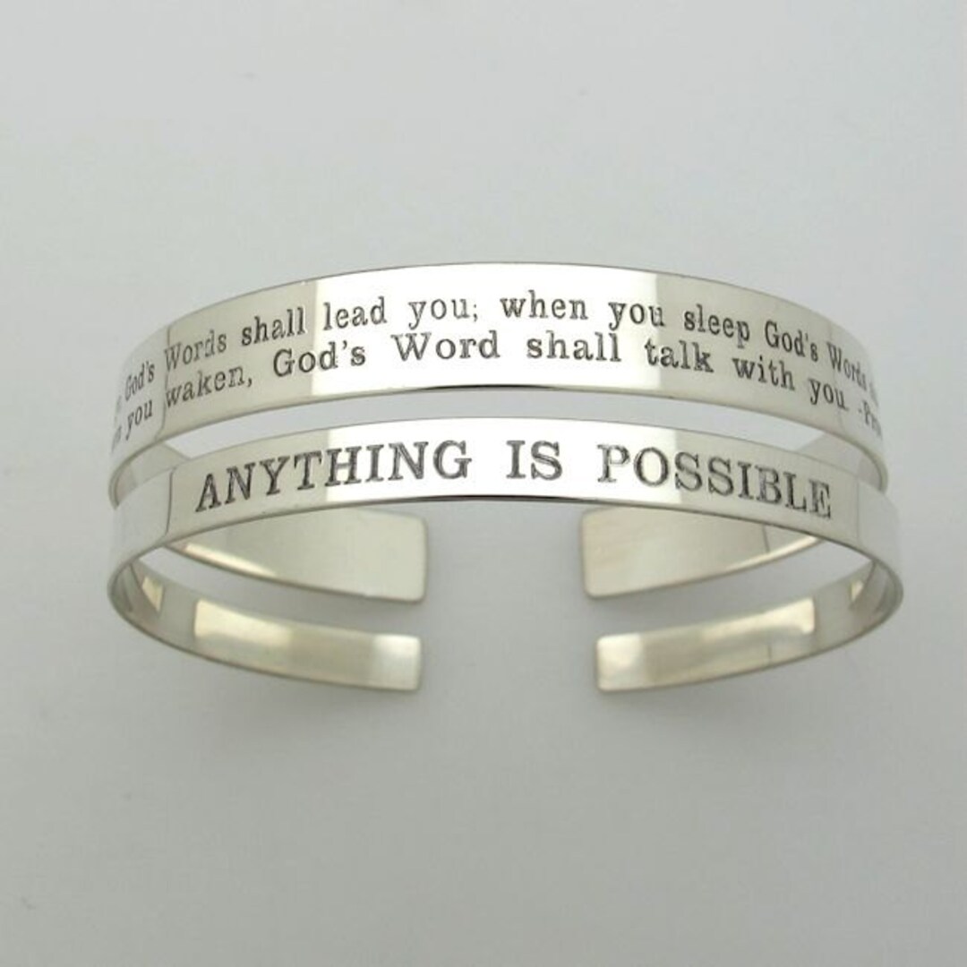 Set of 2 Personalized Cuff Bracelets Inspirational Quote Cuffs Pair ...