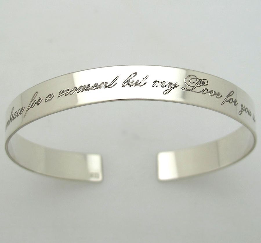 Custom Engraved Silver Bracelet Personalized Cuff Bracelet Birthday ...