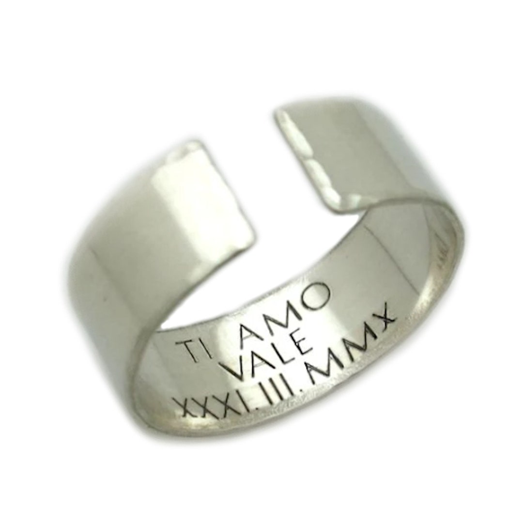 Secret Message Ring 925 Sterling Silver Band Custom Hidden Text Rings ...