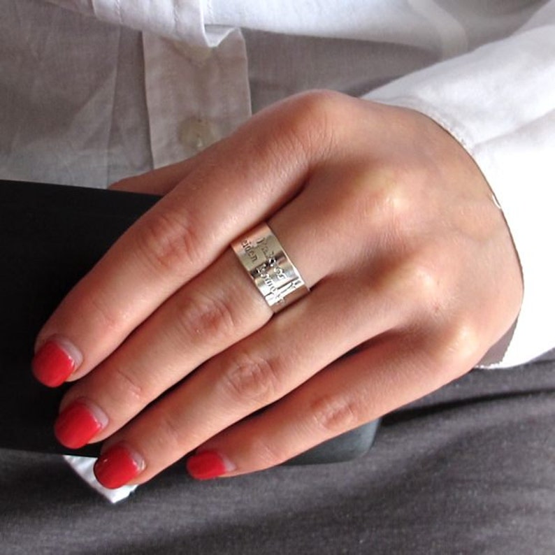 Inspirational Quote Ring Personalized Band Custom Sterling Silver Ring ...