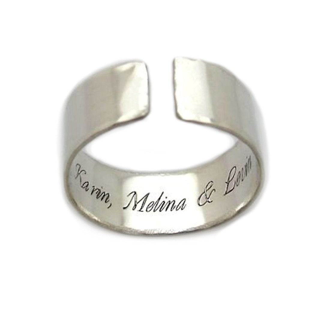 Hidden Engraved Names Ring Secret Message Ring Personalized Sterling ...