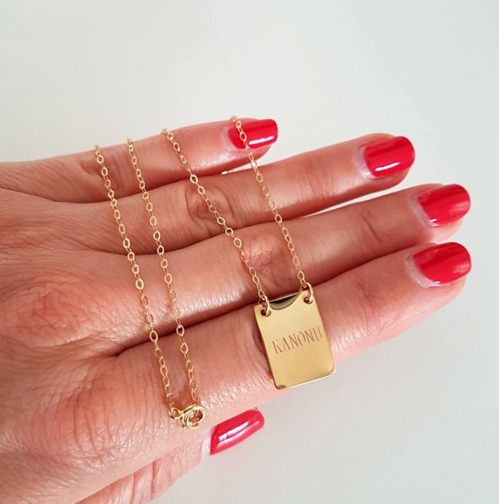 Personalized Square Necklace Square Choker Engraving - Etsy