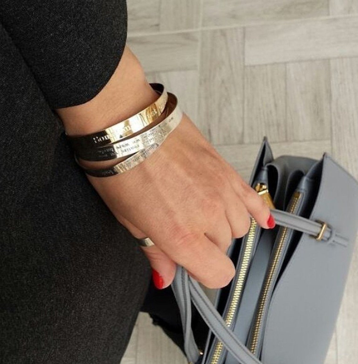 Engraved Heart Charm Cuff Bracelet Custom Message Inspiration Cuff ...