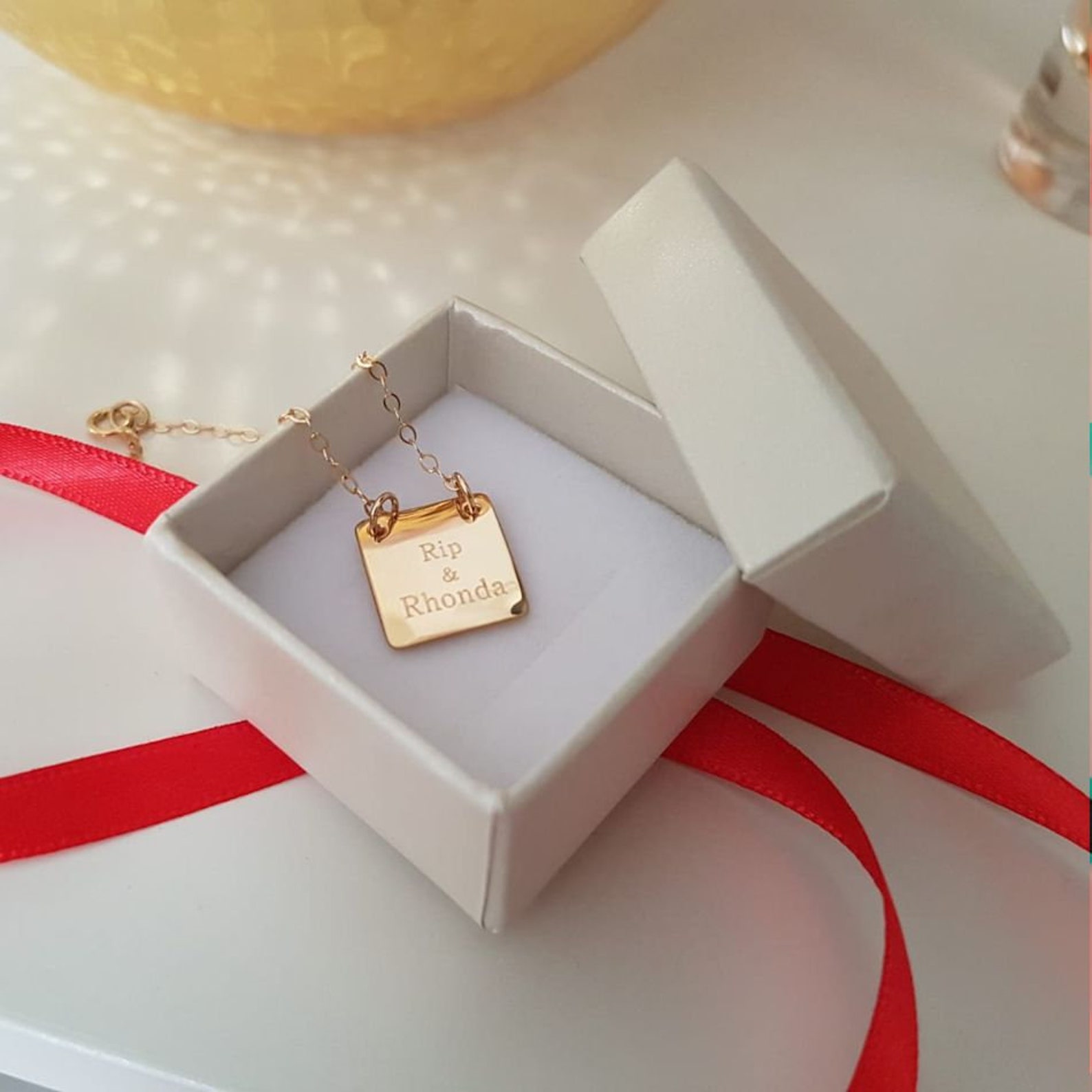Personalized Square Necklace Square Choker Engraving - Etsy