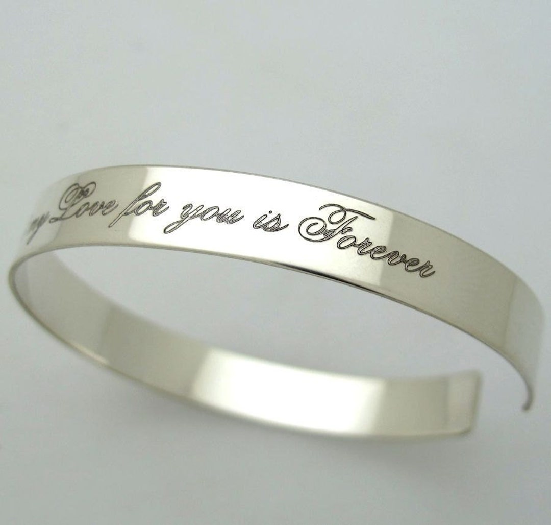 Custom Engraved Sterling Silver Bracelet Personalized Cuff Bracelet ...