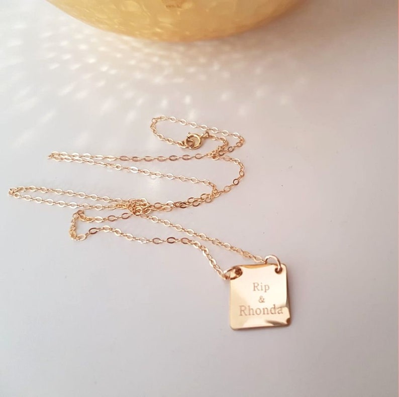 Personalized Square Necklace Square Choker Engraving Minimalist ...