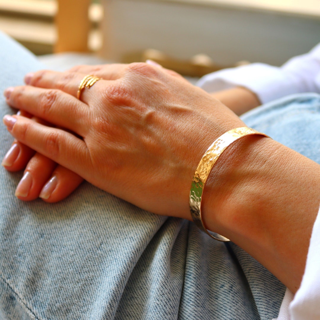 Hammered Gold Cuff Bracelet for Women | Personalized Gift for Her ...