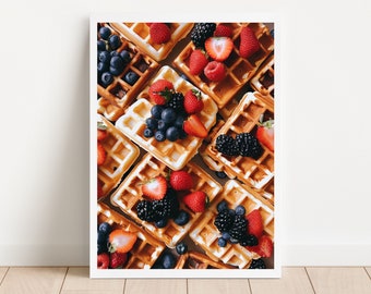 Waffle Wall Art, Pastry Poster, Food Art Printable, Gift for Foodie ...