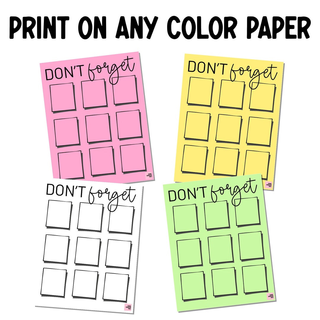 Dont Forget Printable Notepad School Counselor Tools Notes Reminders to ...