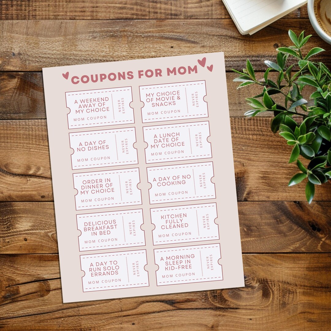 Mother's Day Gift Voucher Printable - Romantic Love Coupon ...