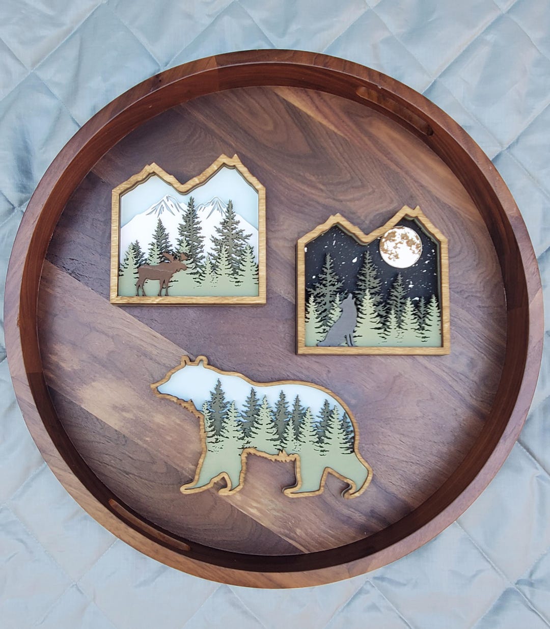 Evergreen Set, Moose Sign, Wolf Howling, Bear Sign Laser Cut Files Wood ...