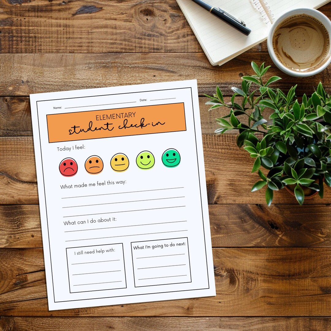 Student Check in Page Check in Printable Elementary Check in Student ...