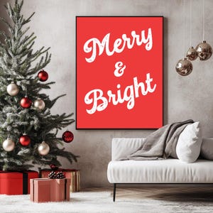 Merry and Bright, Holiday Wall Art, Christmas Printable, Instant ...
