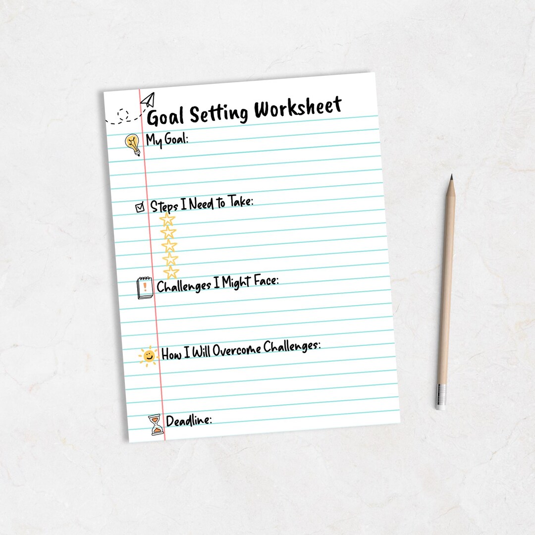 Goal Setting Sheet Printable Goal Form Kids Goal Setting Teen Goal ...