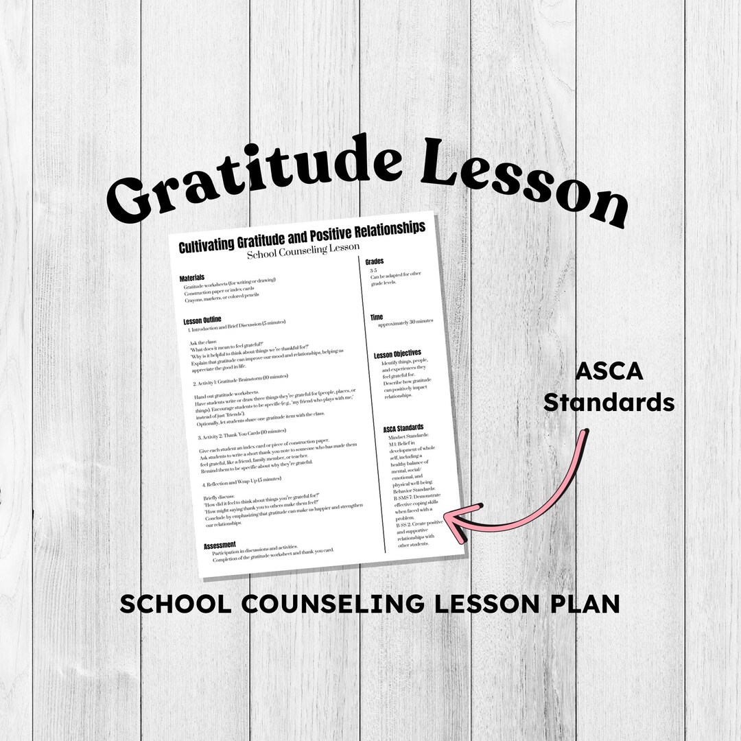 Gratitude Lesson Plan, School Counseling, Social Emotional, Positive ...